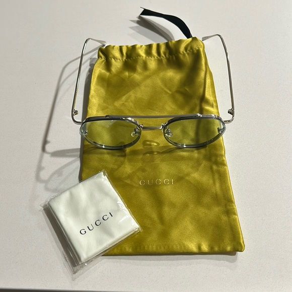 Gucci | Accessories | Gucci Aviator Dedicated Blue Light Lenses Silver ...